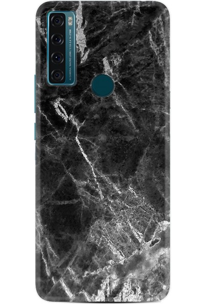 Tcl 20 Se Kılıf Resimli Desenli Baskılı Silikon Kılıf Kara Mermer 1375
