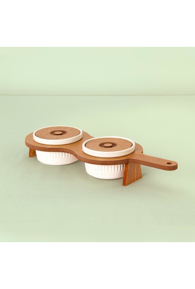 Homedius Bambu Kapaklı 2'li Kulplu Sunumluk BEYAZ-34X13 Homedius Bambu Kapaklı 2'li Kulplu Sunumluk BEYAZ-34X13