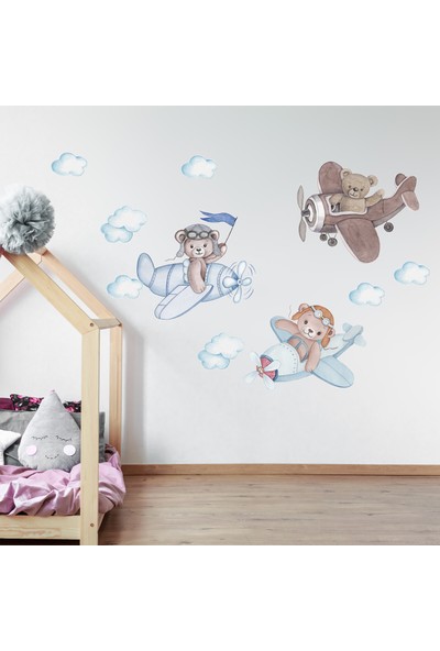 Sim Tasarım 3 Kafadar Pilot Ayılar Duvar Sticker Seti Sim Tasarım 3 Kafadar Pilot Ayılar Duvar Sticker Seti