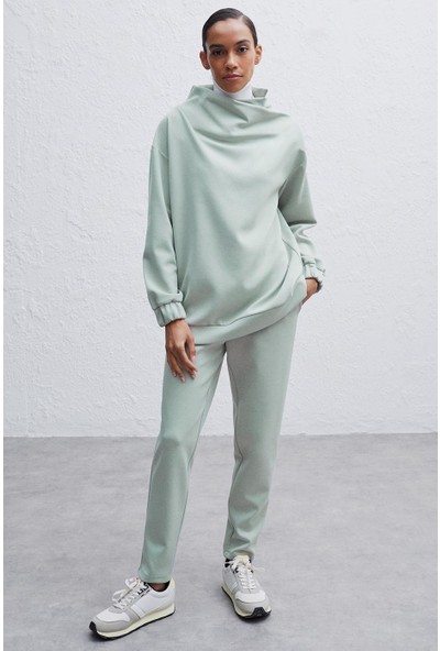 Perspective Guido Rahat Kalıp Yarım Dik Yaka Mint Sweatshirt