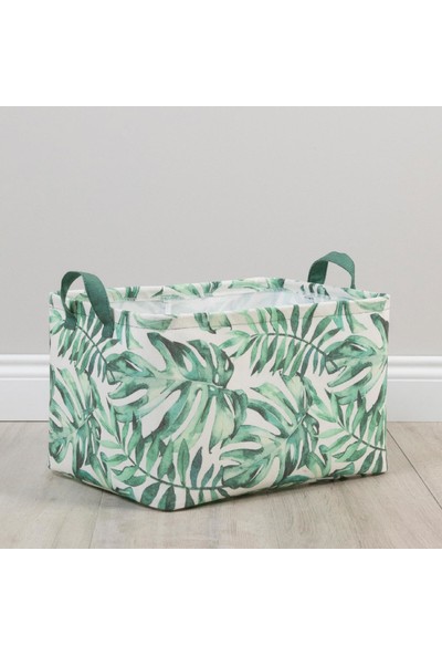 Ocean Home Yeşil Tropikal Baskılı Sepet 36 x 27 x 22 cm Ocean Home Yeşil Tropikal Baskılı Sepet 36 x 27 x 22 cm