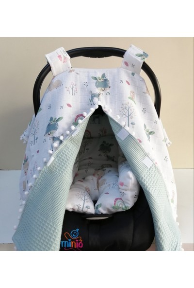 Babylifehome Pikeli Muslin Kumaştan Puset Örtüsü ve Minderi