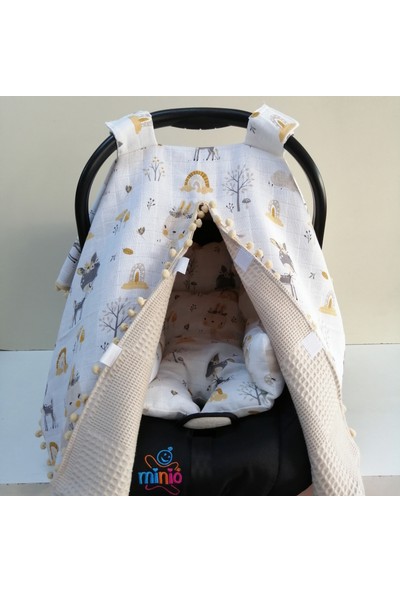 Babylifehome Pikeli Muslin Kumaştan Puset Örtüsü ve Minderi