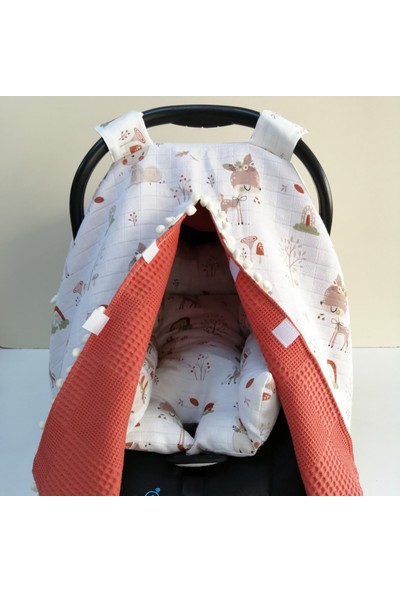 Babylifehome Pikeli Muslin Kumaştan Puset Örtüsü ve Minderi Babylifehome Pikeli Muslin Kumaştan Puset Örtüsü ve Minderi