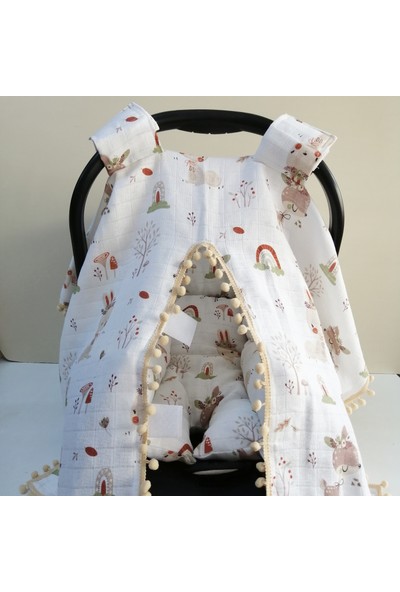 Babylifehome Müslin Kumaş Puset Örtüsü ve Minderi