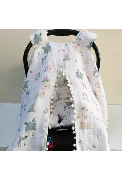 Babylifehome Müslin Kumaş Puset Örtüsü ve Minderi