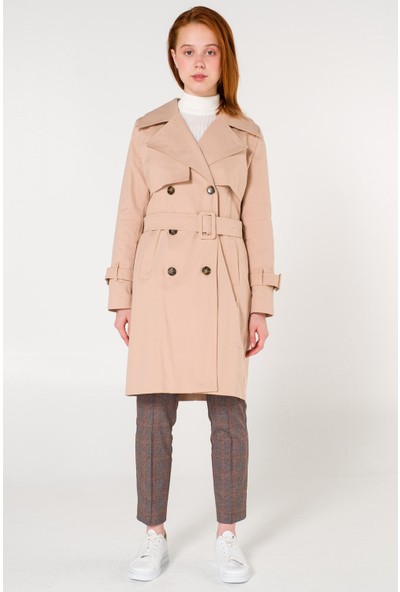 Pastelastore Pamuk Gabardin Midi Kadın Trençkot 1113 Pastelastore Pamuk Gabardin Midi Kadın Trençkot 1113