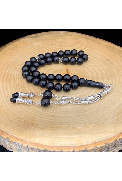 MaGümüş Parlak Oltu Taş Düz Sade Saçaklı Metal Püsküllü Tesbih Tespih MaGümüş Parlak Oltu Taş Düz Sade Saçaklı Metal Püsküllü Tesbih Tespih