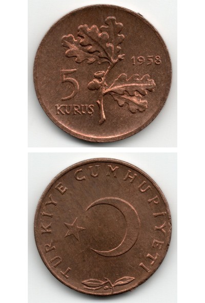 Benim Koleksiyonum 5 Kuruş (1958) Çil Eski Madeni Para