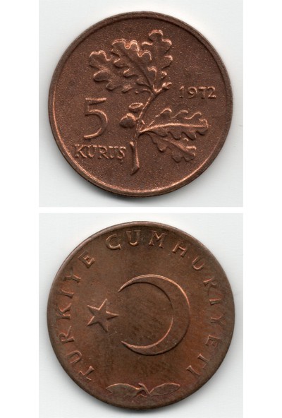 Benim Koleksiyonum 5 Kuruş (1972) Çil Eski Madeni Para Benim Koleksiyonum 5 Kuruş (1972) Çil Eski Madeni Para