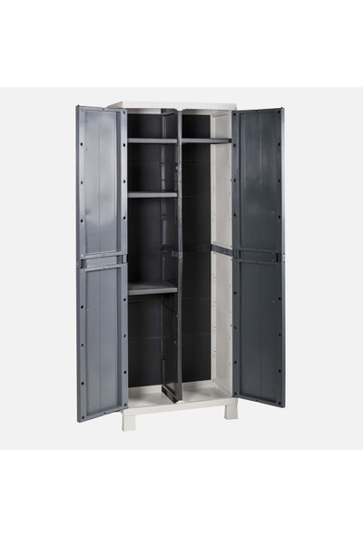 Shopmekan Çok Amaçlı Balkon Bahçe Kiler Plastik Dolap 65X38X173