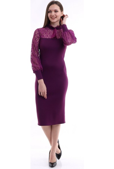 Moda Miragül Desenli Tül Midi Boy Balık Elbise Moda Miragül Desenli Tül Midi Boy Balık Elbise