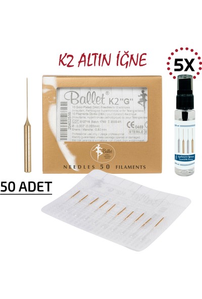 Ballet 50 Adet K2 Altın Epilasyon İğnesi 50'li K2 Gold İğne