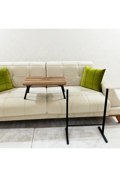 Aga Konsept Çift Fonksiyonlu Katlanılabilir Yatak Koltuk Üstü Kahvaltı Bilgisayar Sehpası Masası