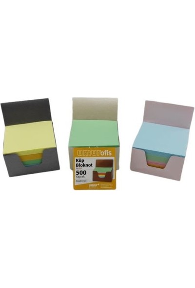 Umur 3 Adet Renkli Küp Blok 8 x 8 cm 500 x 3'lü