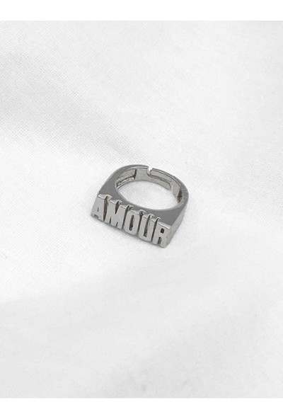 X-lady Accessories Kadın Amour Yazılı Ayarlanabilir Yüzük Gümüş Renk