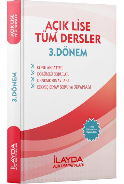 İlayda Açık Öğretim Lisesi 3. Dönem Tüm Dersler Yardımcı Ders Kitabı İlayda Açık Öğretim Lisesi 3. Dönem Tüm Dersler Yardımcı Ders Kitabı