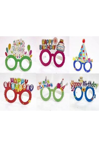 Vip Aksesuar Happy Birthday Doğum Günü Karton Gözlük 6 Adet Vip Aksesuar Happy Birthday Doğum Günü Karton Gözlük 6 Adet