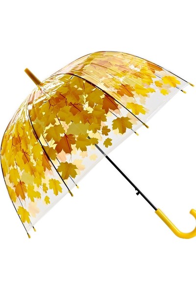 Zsykd Yaprak Desenli Şemsiye - Sarı (Yurt Dışından)
