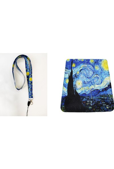 Vizyon Van Gogh Yıldızlı Gece Desenli Boyun Kart Askı Ipi Bilek Destekli Dikdörtgen Mousepad Vizyon Van Gogh Yıldızlı Gece Desenli Boyun Kart Askı Ipi Bilek Destekli Dikdörtgen Mousepad
