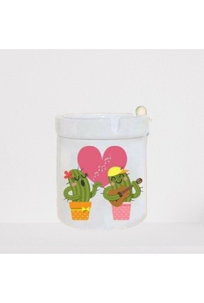 Mavera Dükkan Müzisyen Kaktüsler Baskılı Seramik Küllük Mavera Dükkan Müzisyen Kaktüsler Baskılı Seramik Küllük