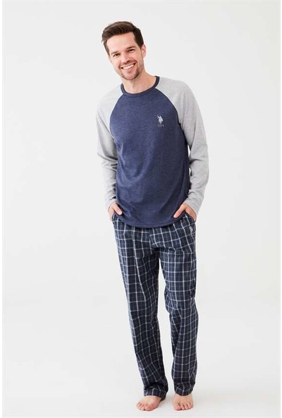 U.S. Polo Assn. Erkek Lacivert Melanj Yuvarlak Yaka Pijama Takım U.S. Polo Assn. Erkek Lacivert Melanj Yuvarlak Yaka Pijama Takım