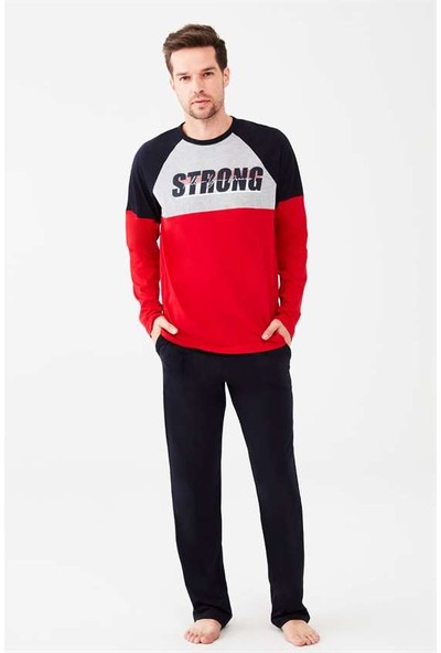 Mod Collection Erkek Kırmızı Yuvarlak Yaka Pijama Takımı Mod Collection Erkek Kırmızı Yuvarlak Yaka Pijama Takımı