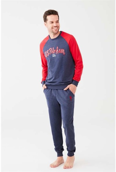U.S. Polo Assn. Erkek Kırmızı Yuvarlak Yaka Pijama Takım