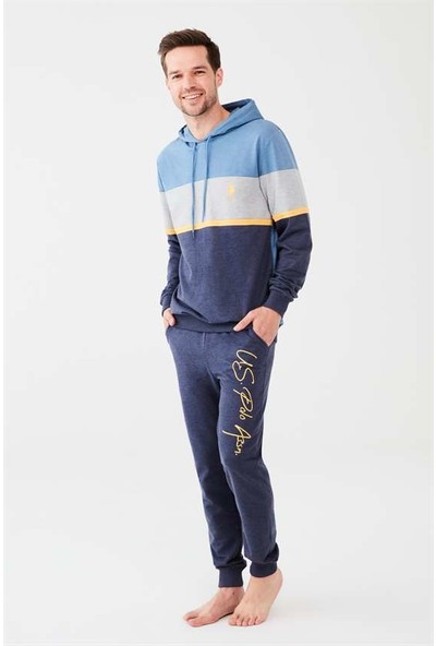 U.S. Polo Assn. Erkek Mavi Melanj Pijama Takımı
