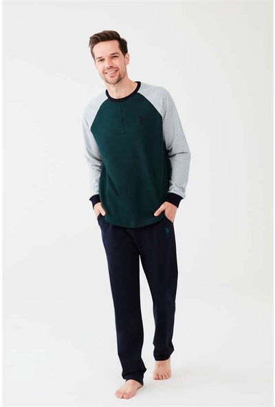 U.S. Polo Assn. Erkek Yeşil Patlı Pijama Takım