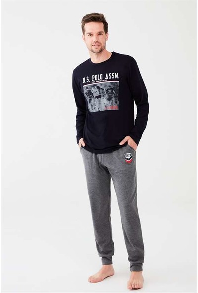 U.S. Polo Assn. Erkek Lacivert Yuvarlak Yaka Pijama Takım