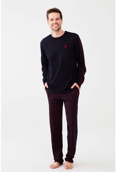 U.S. Polo Assn. Erkek Bordo Yuvarlak Yaka Pijama Takım U.S. Polo Assn. Erkek Bordo Yuvarlak Yaka Pijama Takım
