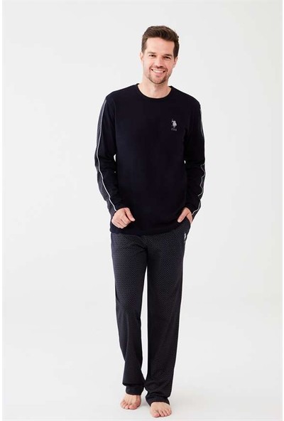 U.S. Polo Assn. Erkek Gri Yuvarlak Yaka Pijama Takım