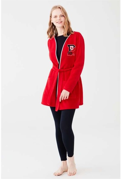U.S. Polo Assn. Kadın Kırmızı Sabahlık