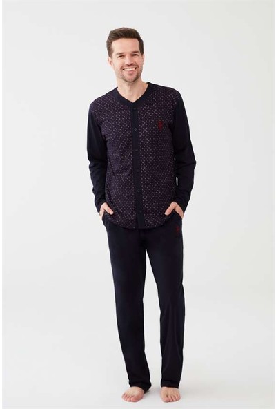 U.S. Polo Assn. Erkek Lacivert Boydan Patlı Pijama Takım U.S. Polo Assn. Erkek Lacivert Boydan Patlı Pijama Takım
