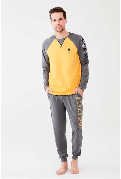 U.S. Polo Assn. Erkek Antrasit Melanj Yuvarlak Yaka Pijama Takım U.S. Polo Assn. Erkek Antrasit Melanj Yuvarlak Yaka Pijama Takım