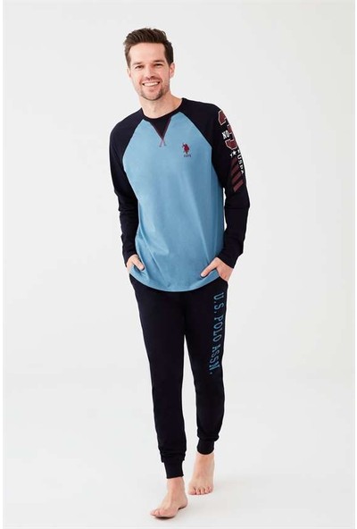 U.S. Polo Assn. Erkek Lacivert Yuvarlak Yaka Pijama Takım