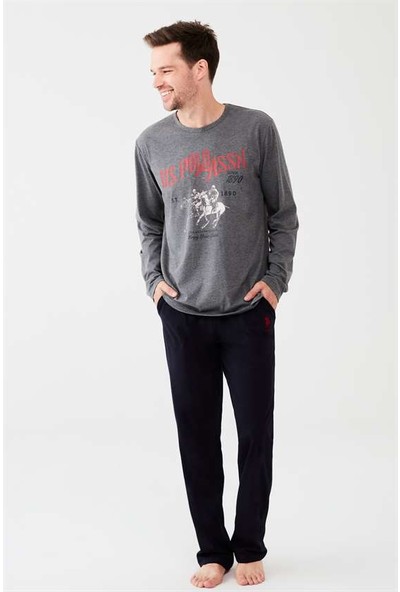 U.S. Polo Assn. Erkek Antrasit Melanj Yuvarlak Yaka Pijama Takım U.S. Polo Assn. Erkek Antrasit Melanj Yuvarlak Yaka Pijama Takım