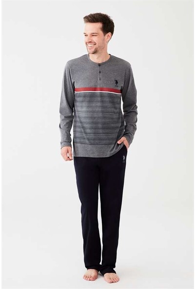U.S. Polo Assn. Erkek Antrasit Melanj Patlı Pijama Takım U.S. Polo Assn. Erkek Antrasit Melanj Patlı Pijama Takım