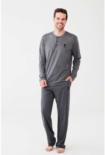 U.S. Polo Assn. Erkek Antrasit Melanj Patlı Pijama Takım U.S. Polo Assn. Erkek Antrasit Melanj Patlı Pijama Takım