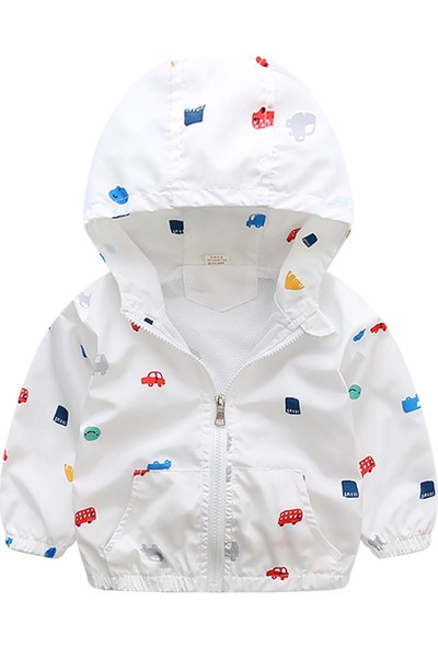 Qualife Çocuk Ince Kapüşonlu Sevimli Fermuarlı Üst-Beyaz (Yurt Dışından)