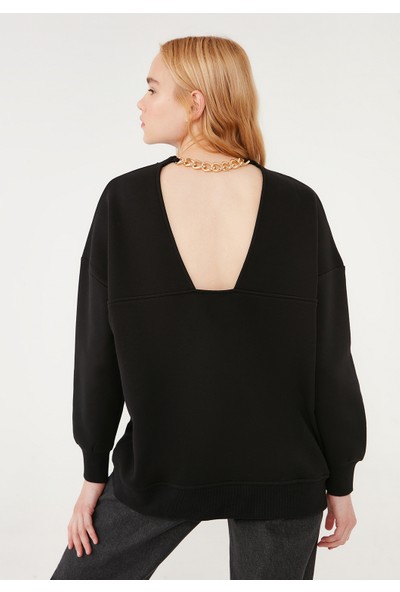 Mavi Bisiklet Yaka Siyah Sweatshirt