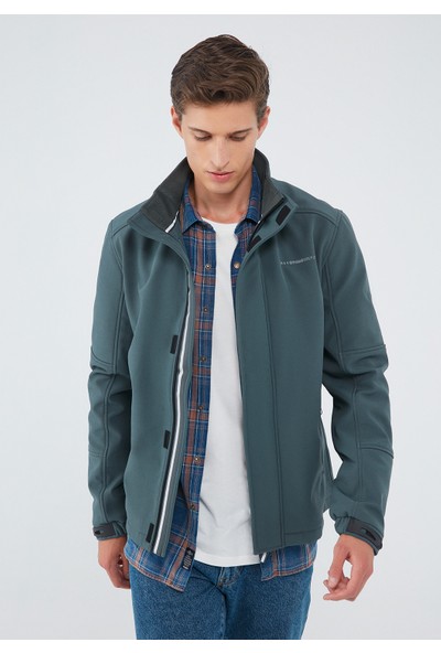 Mavi Dik Yaka Yeşil Ceket