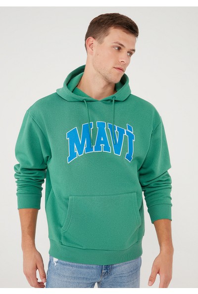 Mavi Erkek Mavi Logo Baskılı Yeşil Sweatshirt 067149-35388