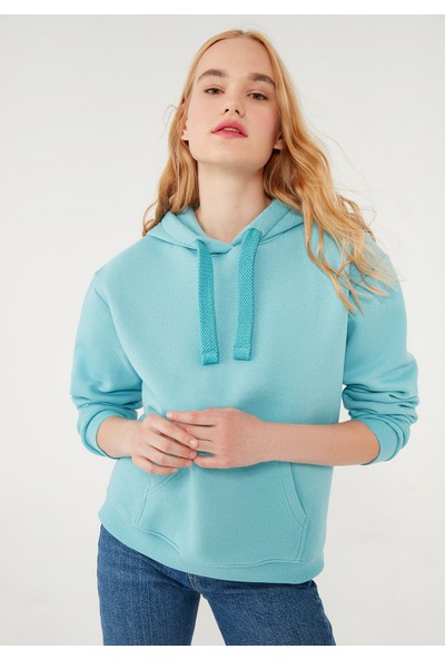 Mavi Kadın Kapüşonlu Mavi Basic Sweatshirt 167299-34960