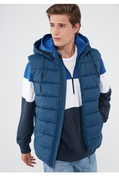 Mavi Kapüşonlu Mavi Yelek