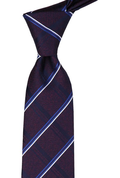 Kravatkolik Mürdüm Ekose Desen Mendilli Klasik Kravat KK9282