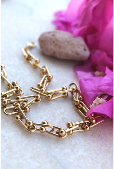 Bukika 45CM Altın Rengi Çelik Zincir