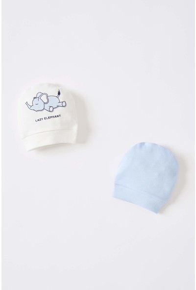 DeFacto Erkek Bebek Fil Baskılı Yeni Doğan 2'li Bere W3732A221Au