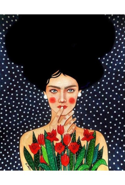 Lilyhobbyland Sayılarla Boyama 60*75 cm (Çerçeveli ) Tuval: Laleli Kadın